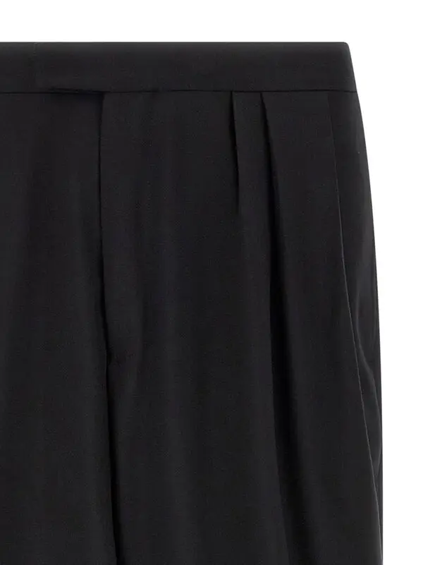 Dries Van Noten Pleated Wide-leg Wool And Mohair Blend Trousers - Black