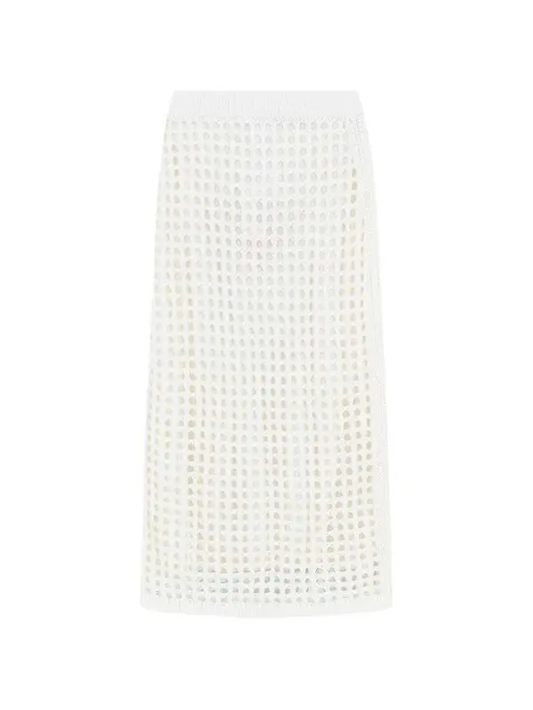 Max Mara Openwork Knitted Cotton Skirt