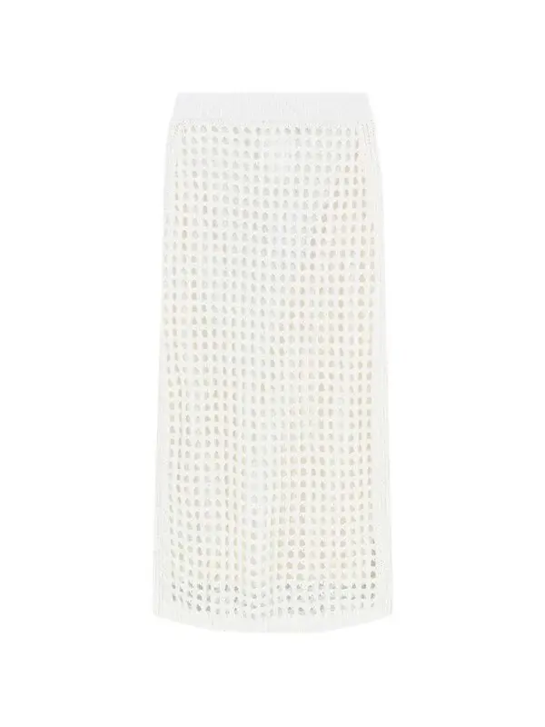 Max Mara Openwork Knitted Cotton Skirt