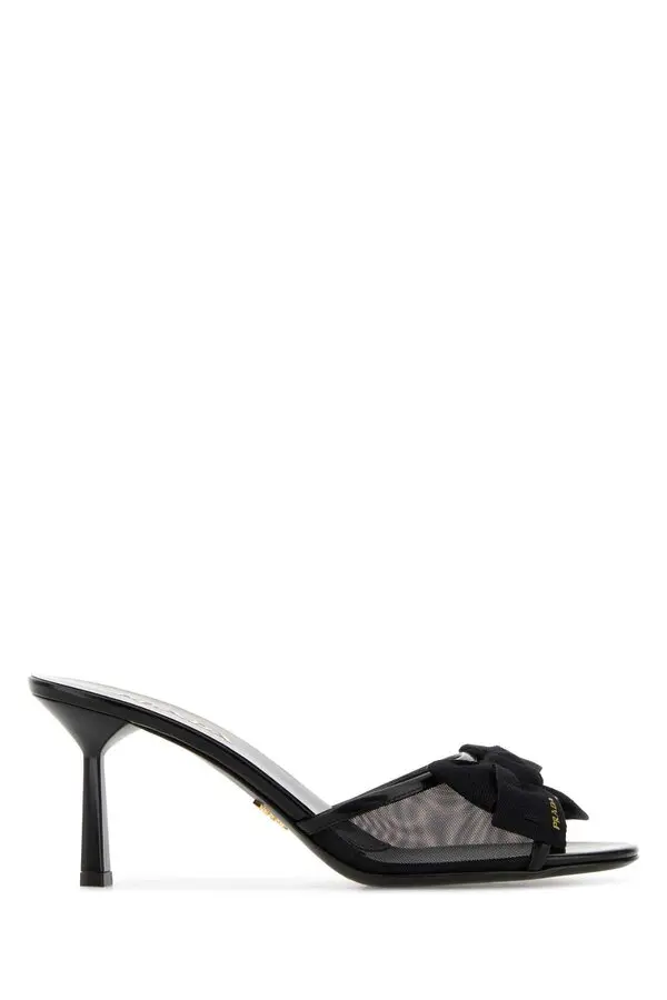 Prada Mesh Mules With Bow Detailing