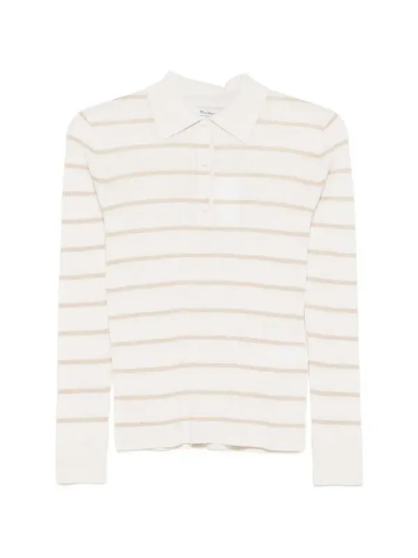 Max Mara Striped Ribbed Knit Polo - Multicolor