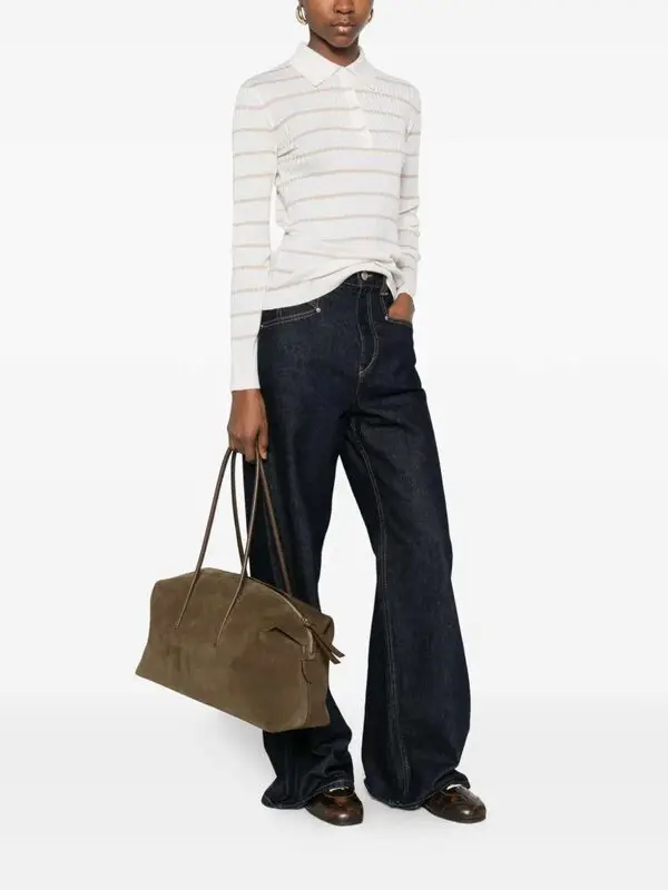 Max Mara Striped Ribbed Knit Polo - Multicolor