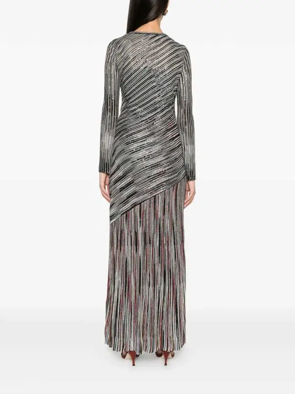 Missoni Long Sleeve Sequined Striped Maxi Dress