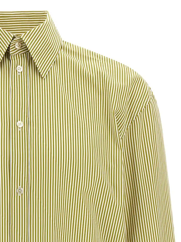 Saint Laurent Striped Cotton Poplin Shirt - Green