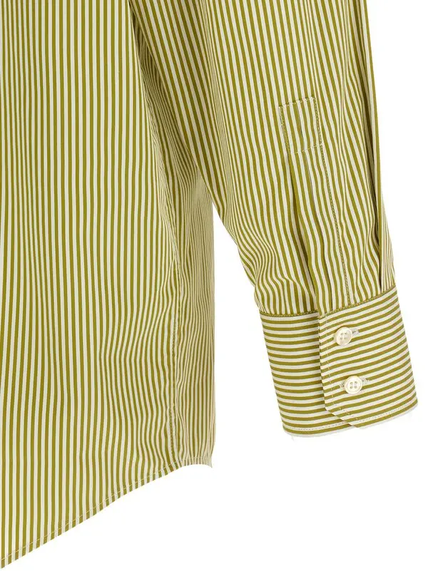 Saint Laurent Striped Cotton Poplin Shirt - Green