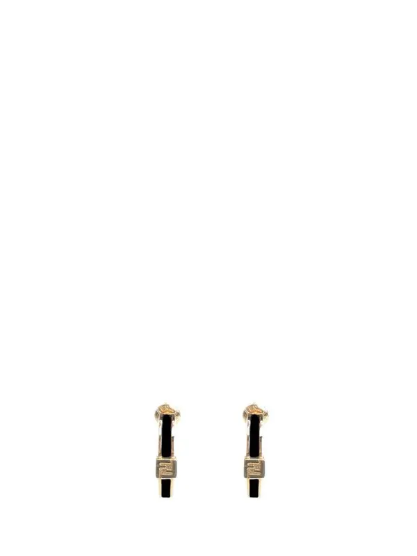 Fendi And Black Metal Earrings - Gold