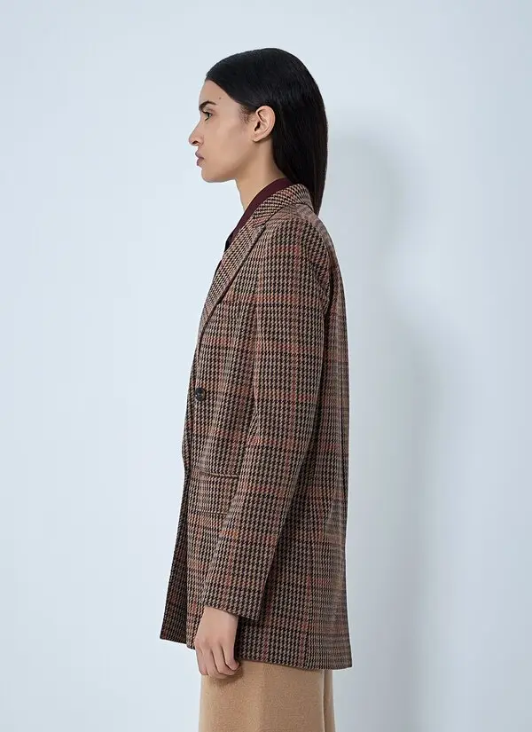 Max Mara Check Double-breasted Wool Blend Blazer - Brown