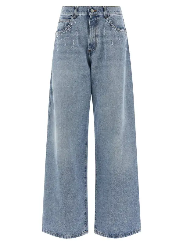 Giuseppe Di Morabito Crystal Embellished Wide Leg Jeans - Blue