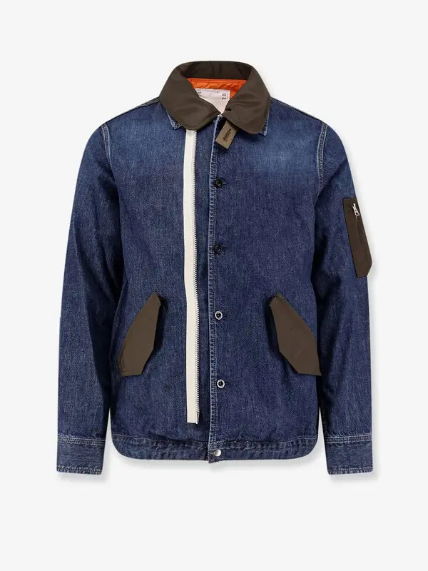 Sacai Denim Jacket With Nylon Inserts - Blue