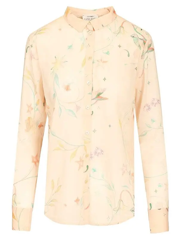 FORTE_FORTE Botanical Print Cotton Silk Blend Shirt