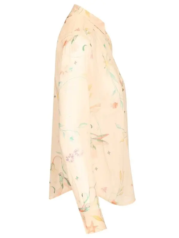FORTE_FORTE Botanical Print Cotton Silk Blend Shirt