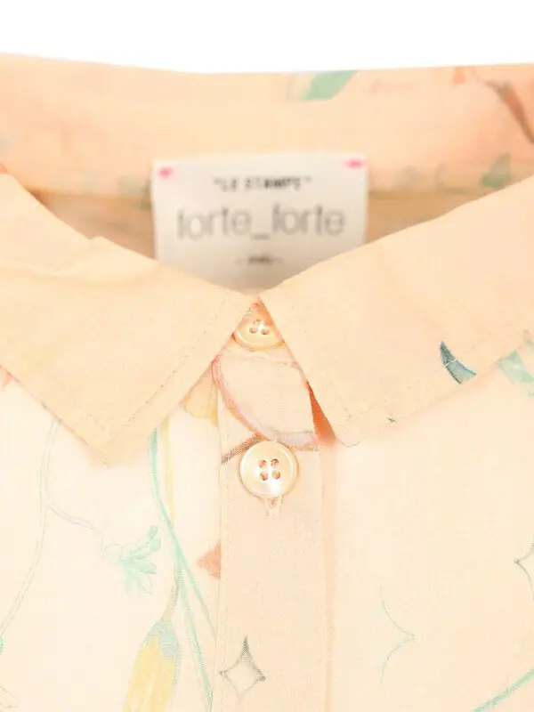 FORTE_FORTE Botanical Print Cotton Silk Blend Shirt