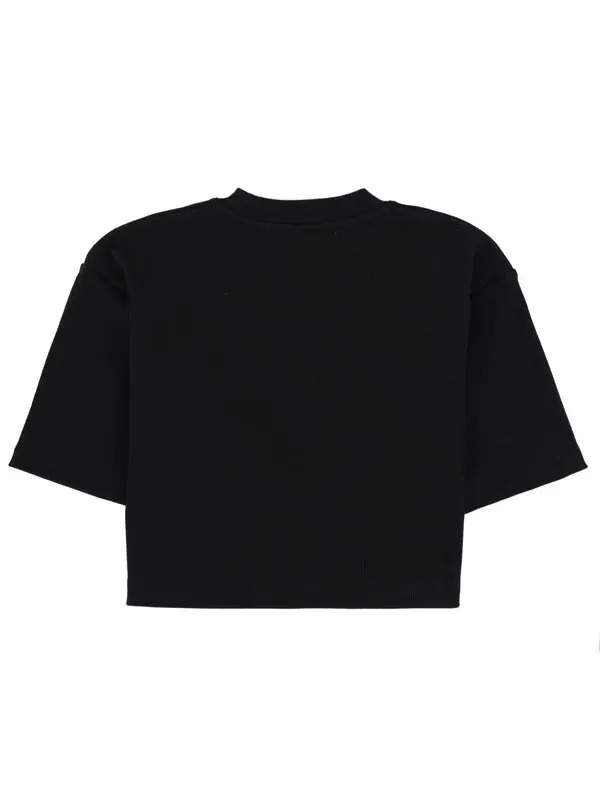 Off-White Cropped T-shirt With Logo - Black