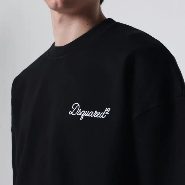 Dsquared2 Relaxed-fit Crewneck Sweatshirt With Embroidered Logo - Black