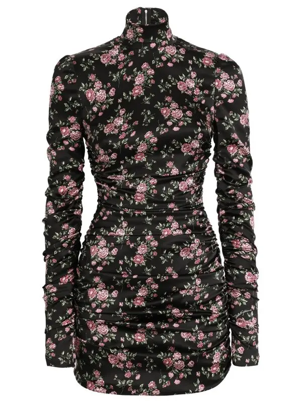 Dolce & Gabbana Ruched Floral Silk Dress