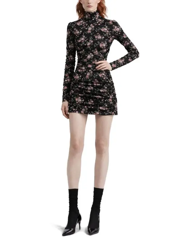 Dolce & Gabbana Ruched Floral Silk Dress