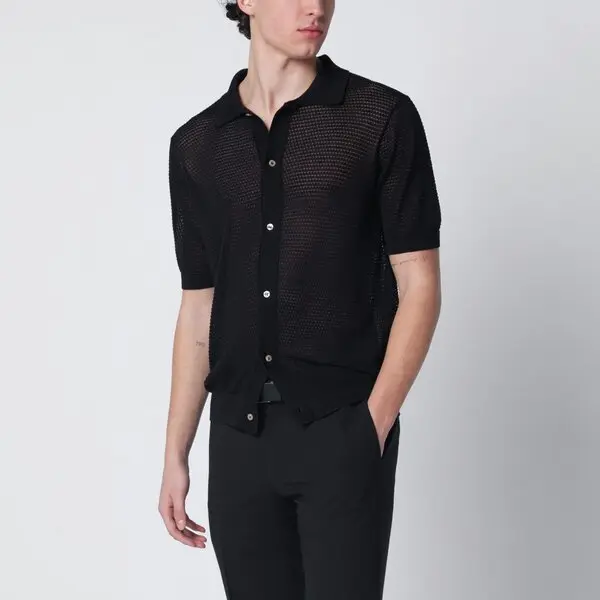 Tagliatore Openwork Cotton Short Sleeve Cardigan