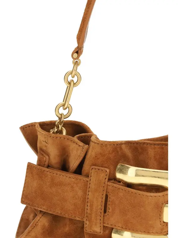Balmain Suede Leather Anthem Mini Bag - Cream