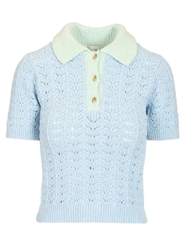FORTE_FORTE Crochet Effect Polo Shirt
