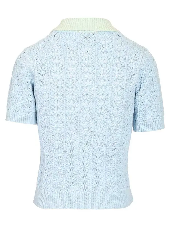 FORTE_FORTE Crochet Effect Polo Shirt
