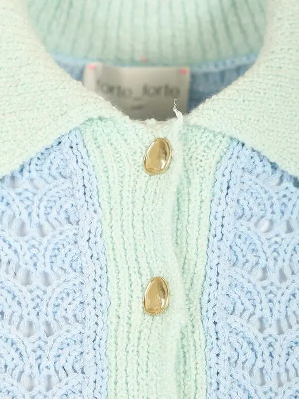 FORTE_FORTE Crochet Effect Polo Shirt