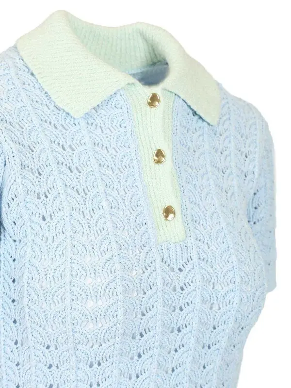 FORTE_FORTE Crochet Effect Polo Shirt
