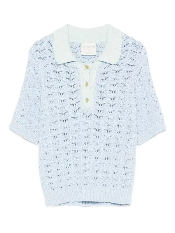 FORTE_FORTE Crochet Effect Polo Shirt
