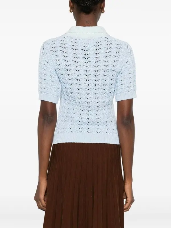 FORTE_FORTE Crochet Effect Polo Shirt