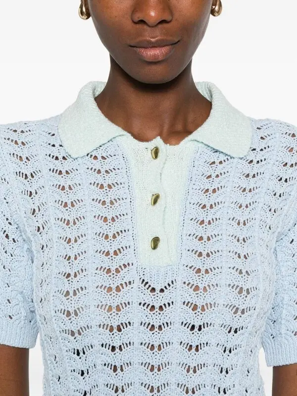 FORTE_FORTE Crochet Effect Polo Shirt