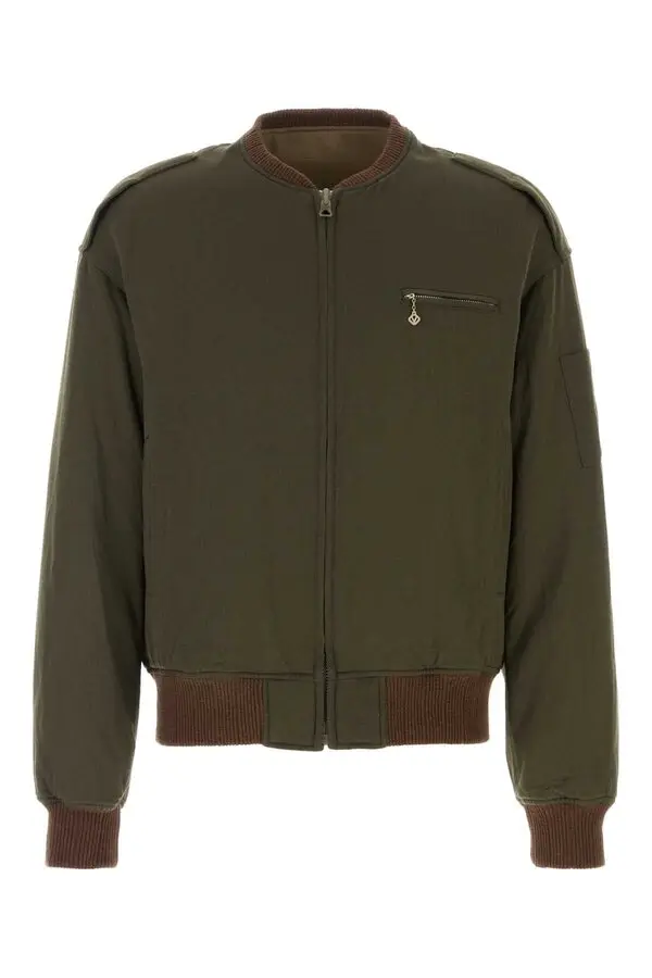 Visvim Olive Wool Blend Gunner Down Jacket - Green