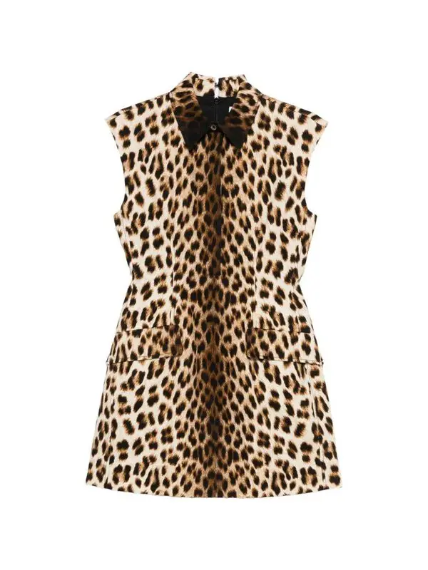 Sportmax Lonza Animal Print Short Dress - Brown