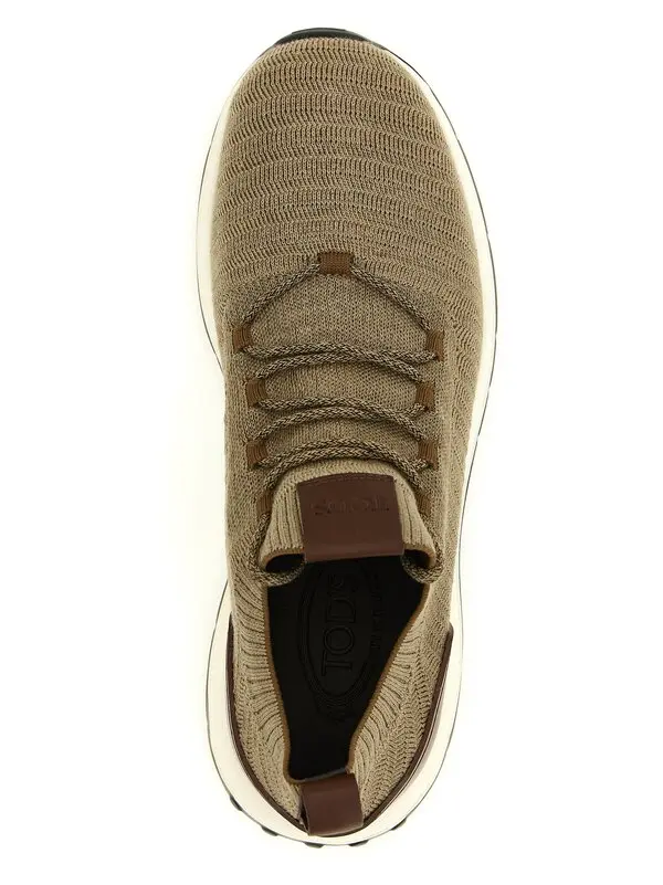 TOD'S Technical Fabric And Calf Leather Sock Sneakers - Brown