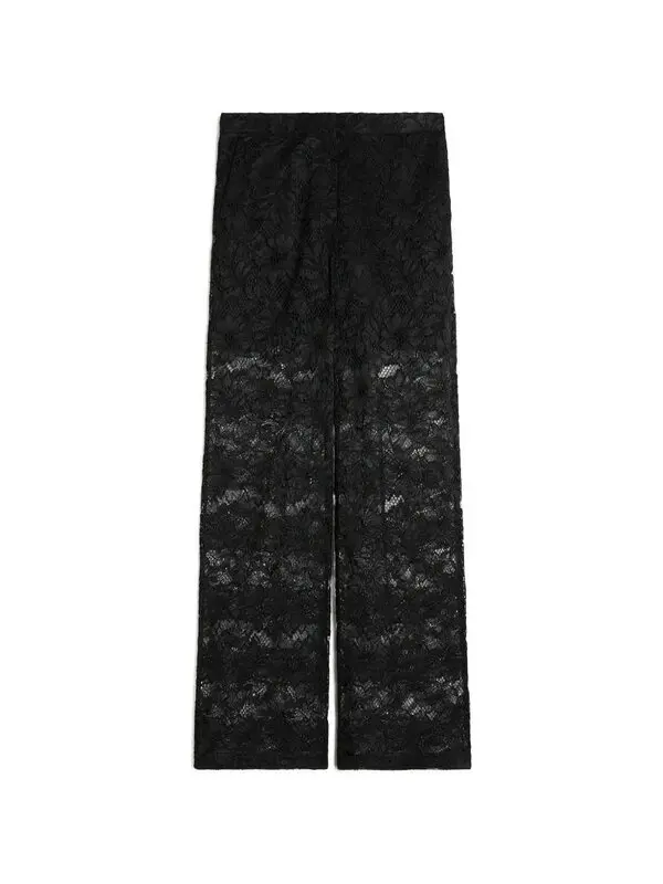 Sportmax Floral Lace Wide Leg Pants - Black