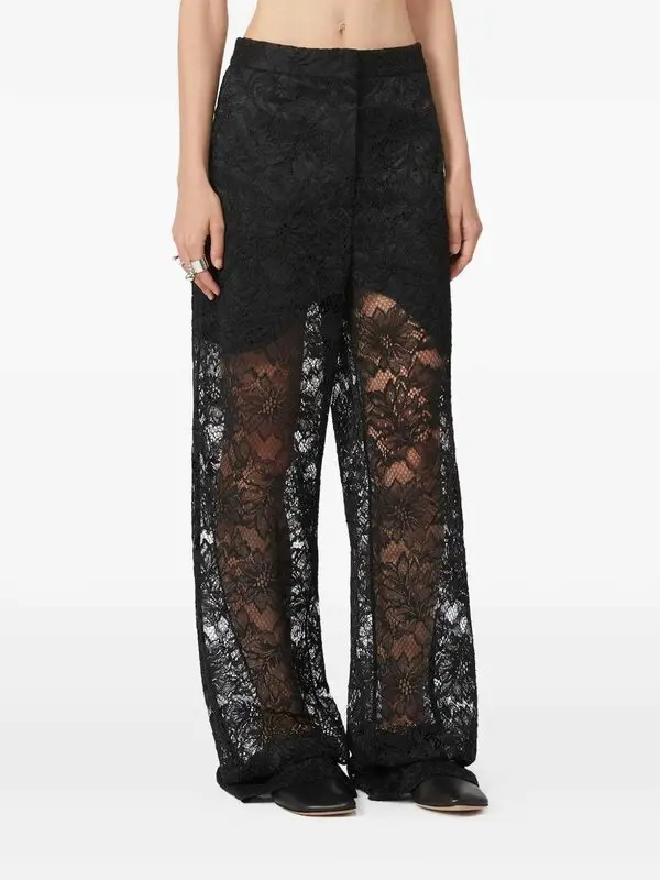 Sportmax Floral Lace Wide Leg Pants - Black