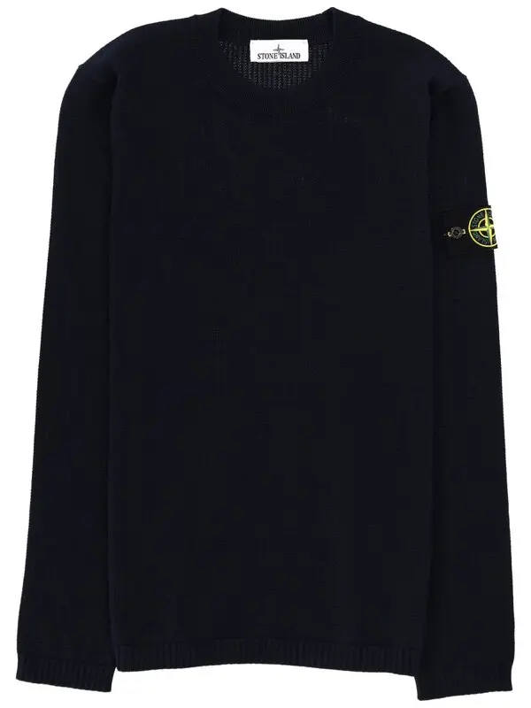 Stone Island Cotton Crewneck Pullover With Logo Patch - Blue