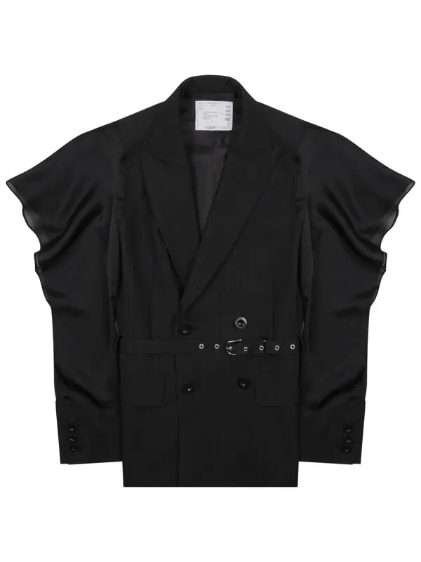 Sacai Blazer Con Manica Drappeggiata - Black