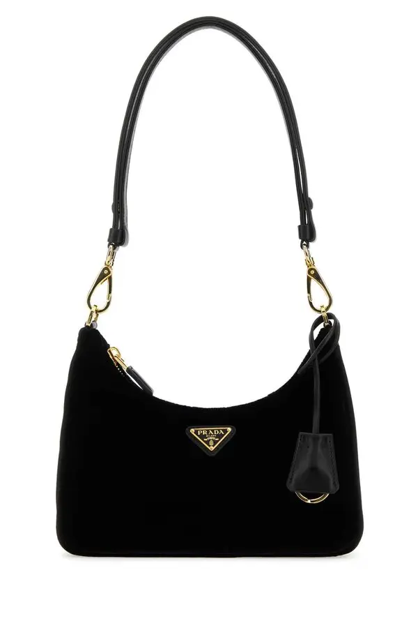 Prada Velvet Mini Re-edition Shoulder Bag - Black