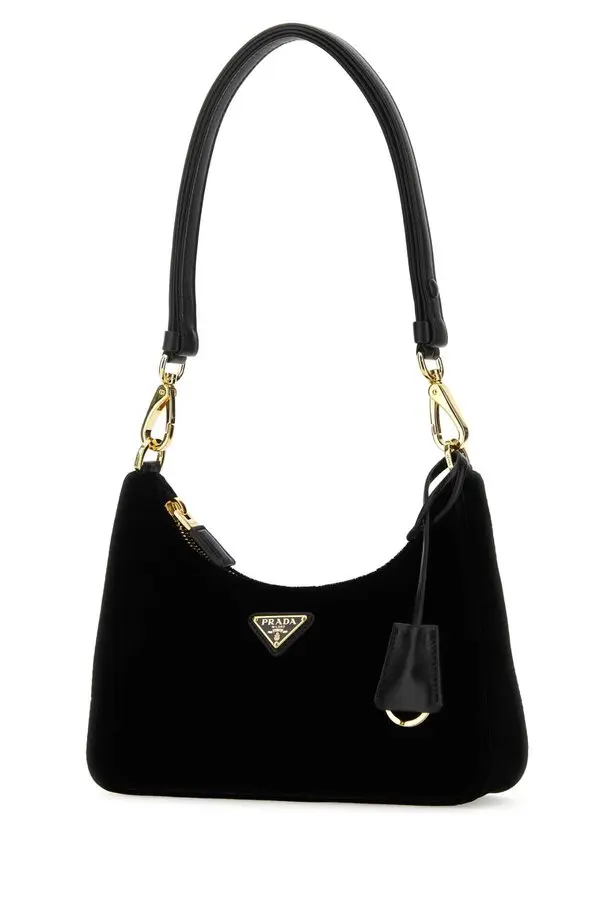 Prada Velvet Mini Re-edition Shoulder Bag - Black