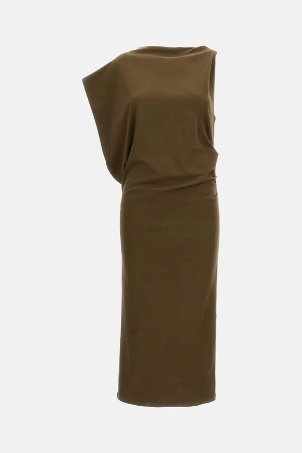 Jacquemus Asymmetric Draped Midi Dress