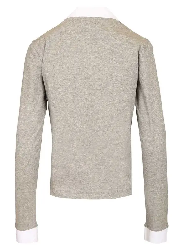 Miu Miu Cotton Jersey Collared Sweatshirt With Logo Detail