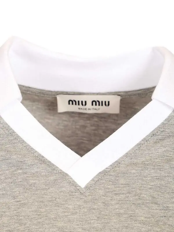 Miu Miu Cotton Jersey Collared Sweatshirt With Logo Detail