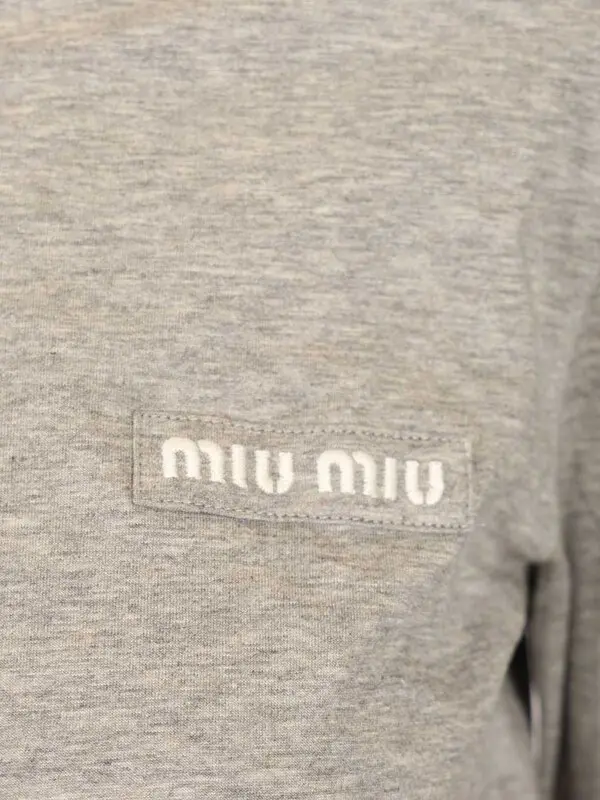 Miu Miu Cotton Jersey Collared Sweatshirt With Logo Detail