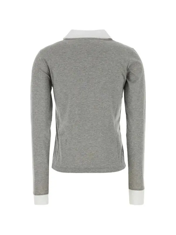 Miu Miu Cotton Jersey Collared Sweatshirt With Logo Detail