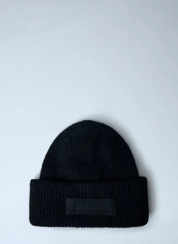 Jacquemus Logo Motif Beanie Hat - Black