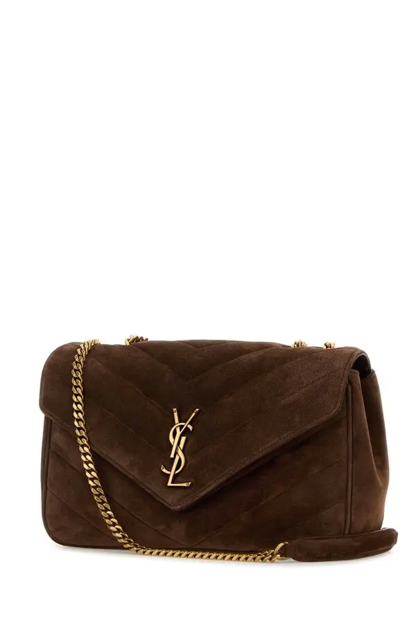 Saint Laurent Medium Loulou Shoulder Bag In Suede - Brown