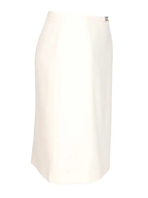 Versace Double Wool Crêpe Midi Skirt With Medusa Buckle