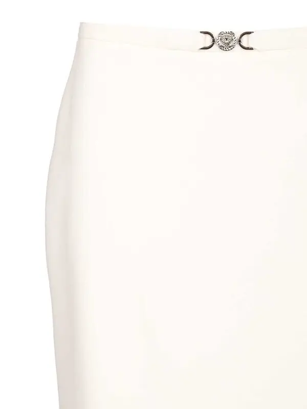 Versace Double Wool Crêpe Midi Skirt With Medusa Buckle