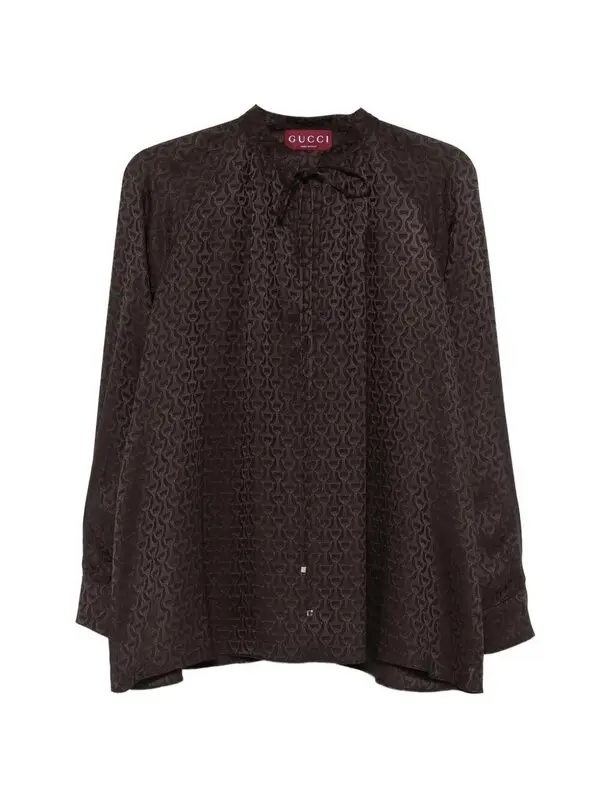 Gucci Horsebit Jacquard Silk Shirt