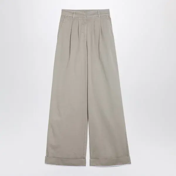 Palm Angels Cotton Wide Leg Trousers - Cream