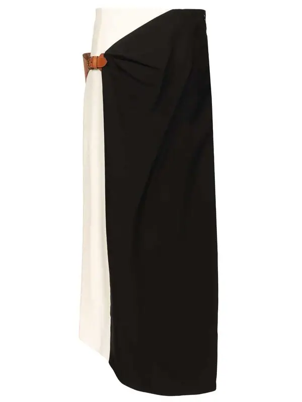 Celine Draped Viscose Skirt With Integrated Leather Belt